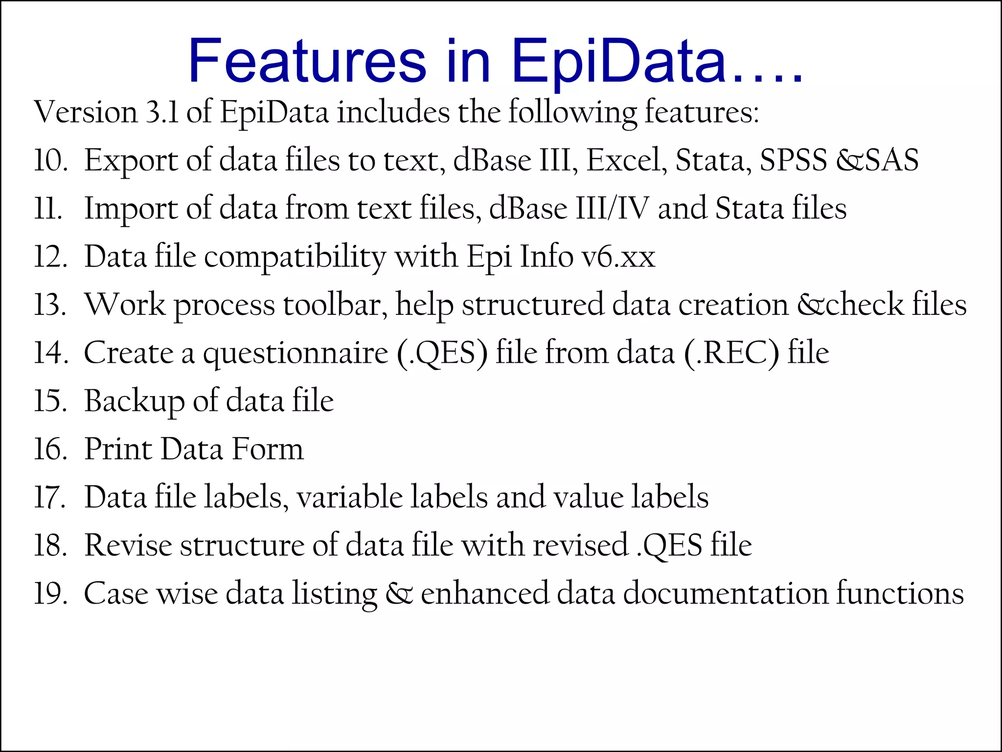 Epidata lecture note | PDF | Computing | Technology & Computing
