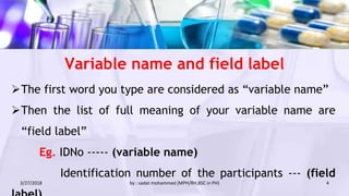 Epidata ppt user guide | PPTX