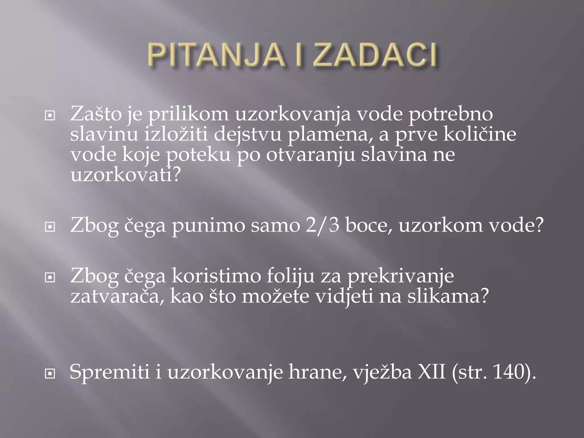 Postupak uzorkovanja vode za mikrobiološku analizu | PPTX