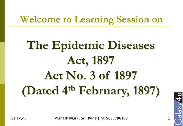 The Epidemic Diseases Act, 1897 | PPT