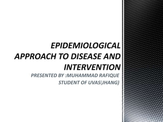 Epidemiological Approach to Disease and Intervention | PPTX