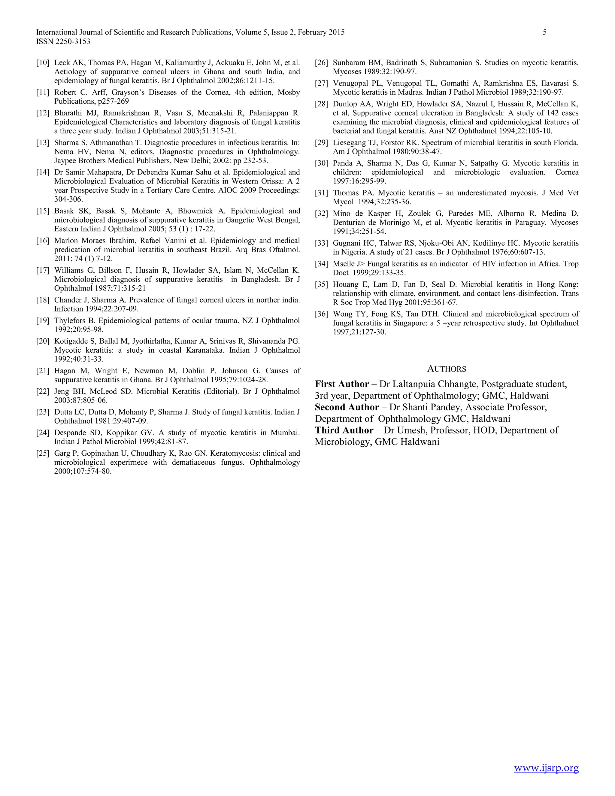 Epidemiological and microbiological profile of infectious corneal ...