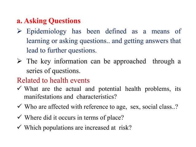 Epidemiological approach and methods | PPTX | Medical Health