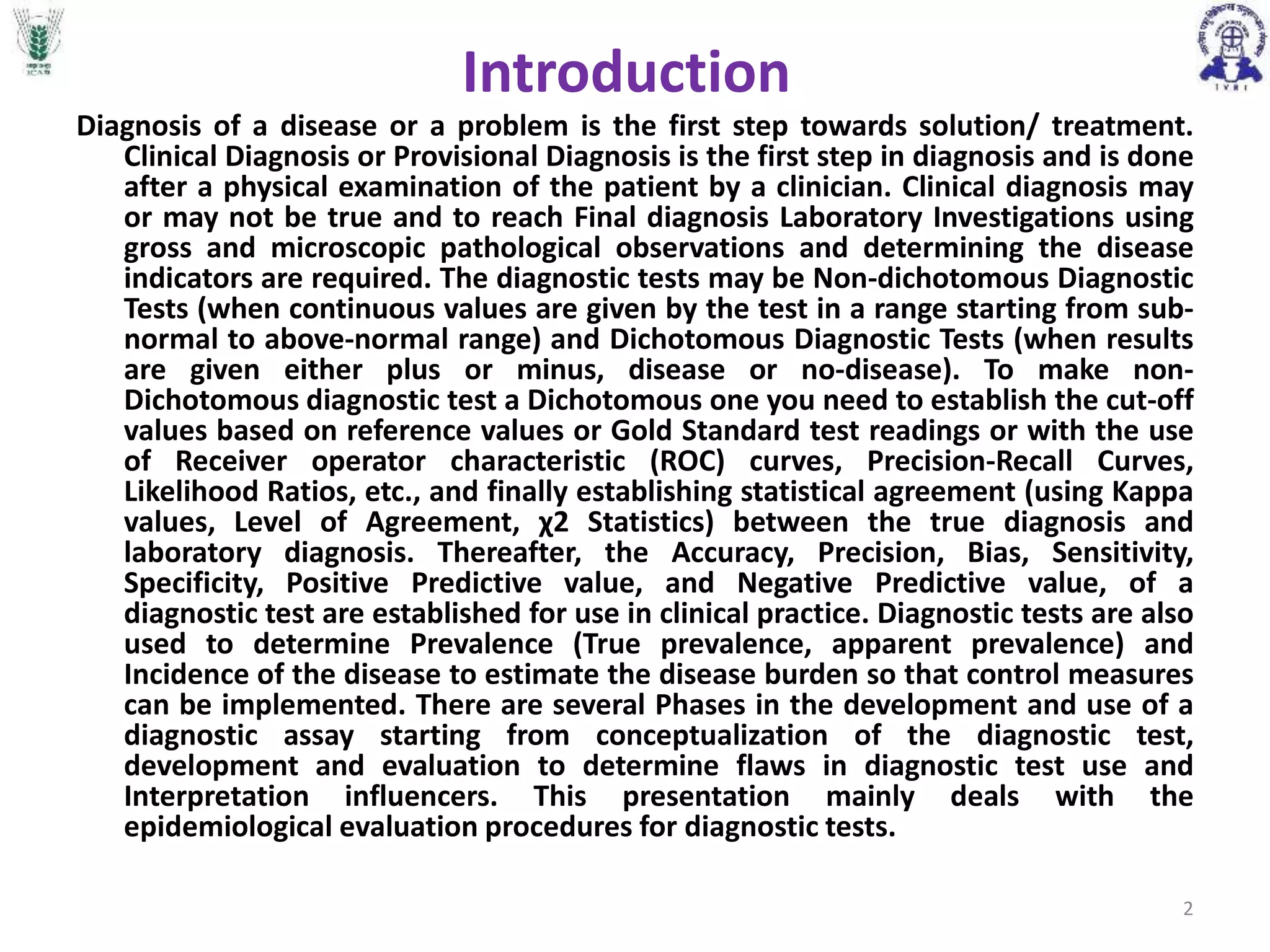 Epidemiological Approaches for Evaluation of diagnostic tests.pptx