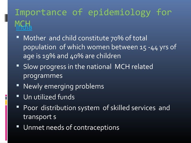 Epidemiological aspects of maternal and child healthnew 3 | PPT | Pregnancy | Reproductive Health