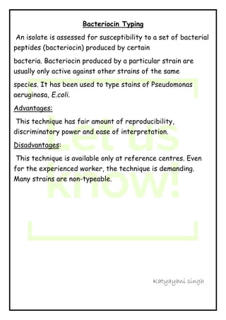 EPIDEMIOLOGICAL MARKERS Part of bacteriology contain introduction and ...
