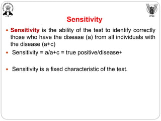 Epidemiological method to determine utility of a diagnostic test | PPTX