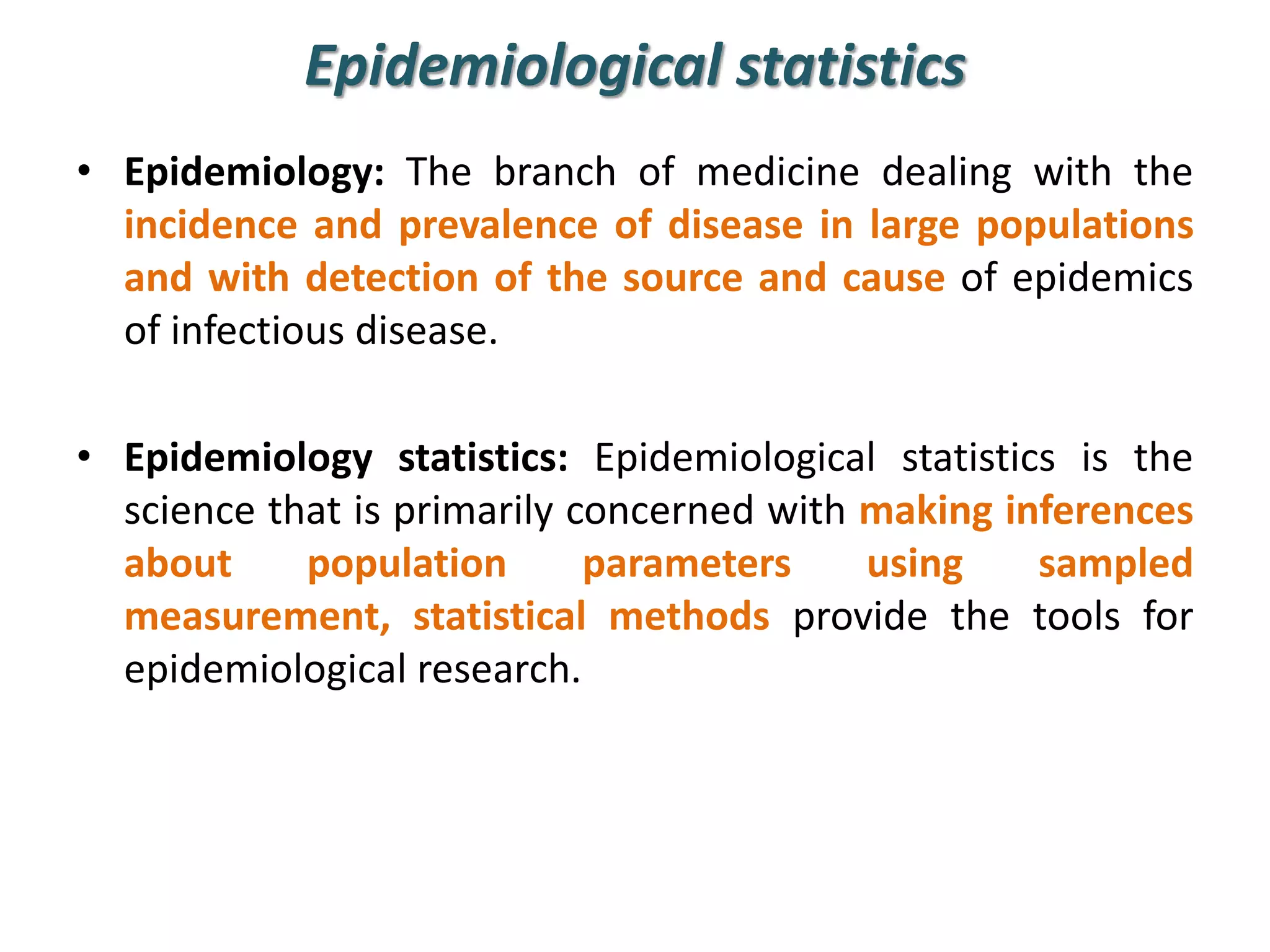 Epidemiological statistics I | PPTX