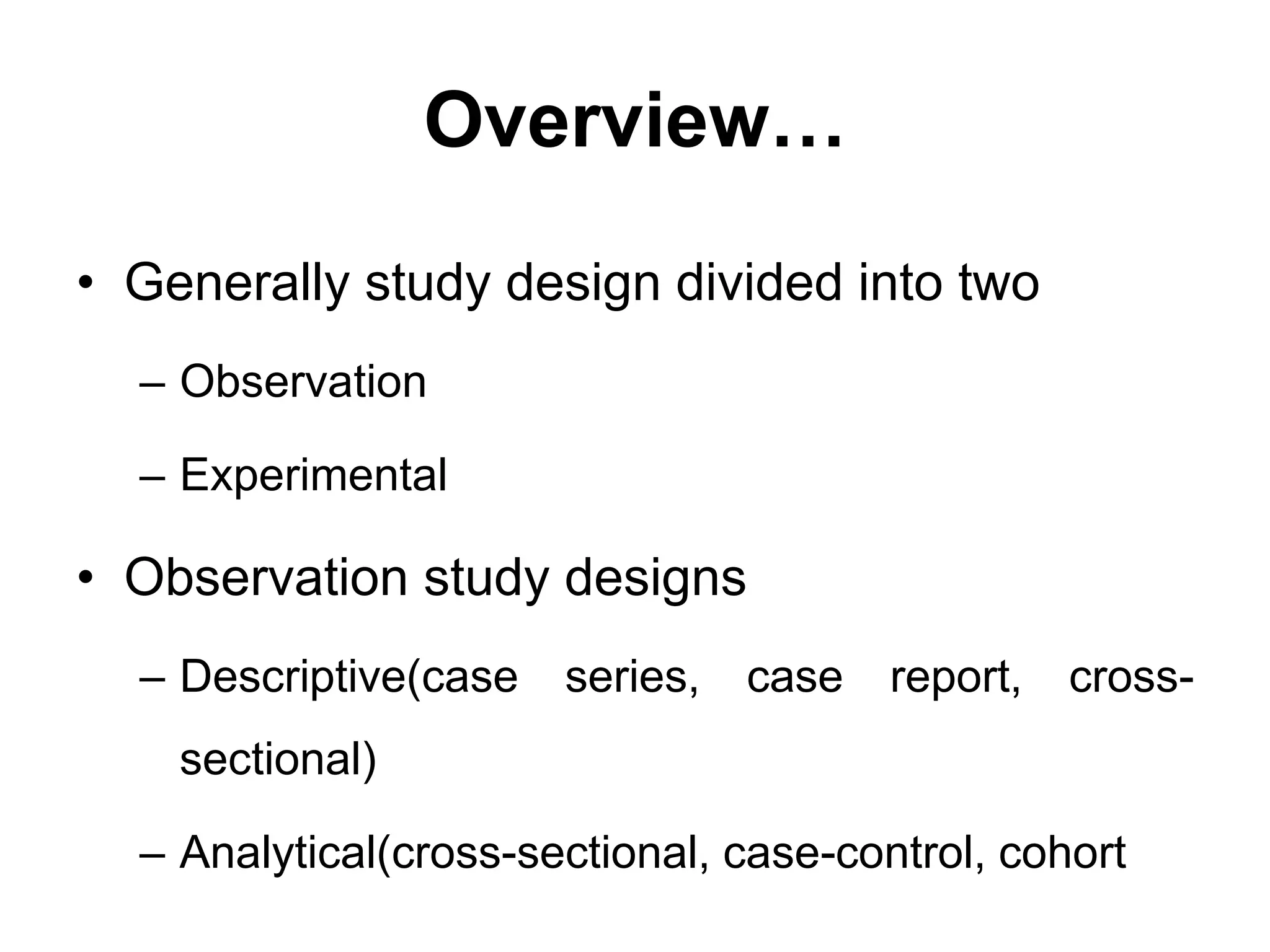 Epidemiological Study Designs overview explanation | PDF
