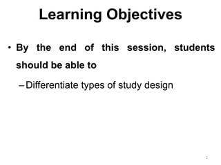 Epidemiological Study Designs overview explanation | PPT