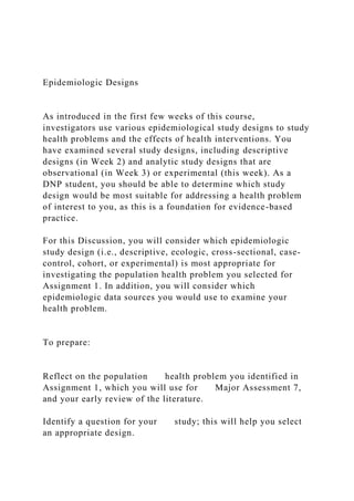 Epidemiologic DesignsAs introduced in the first few weeks | DOCX ...
