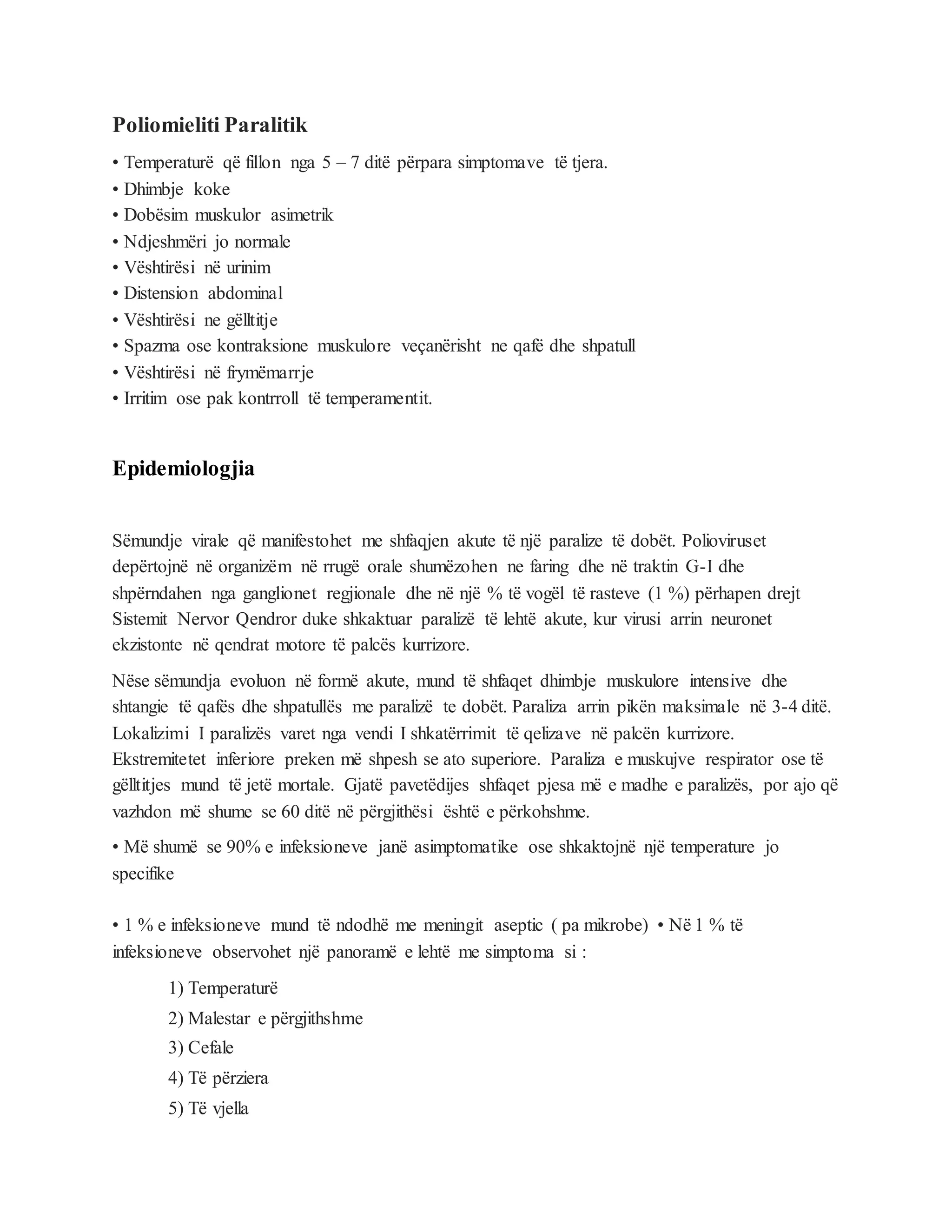 Epidemiologjia e poliomielitit | DOCX