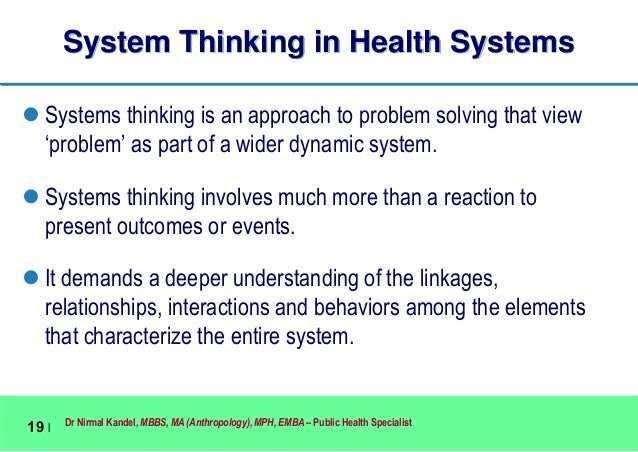 Systems thinking, Health system, Problem solving
