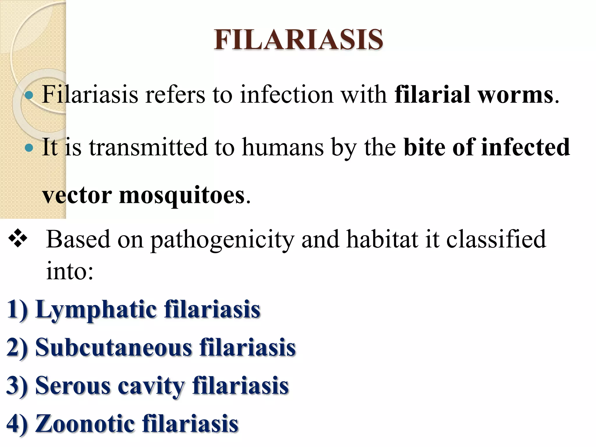 Epidemiology and control of filariasis (Lymphatic Filariasis) in India ...