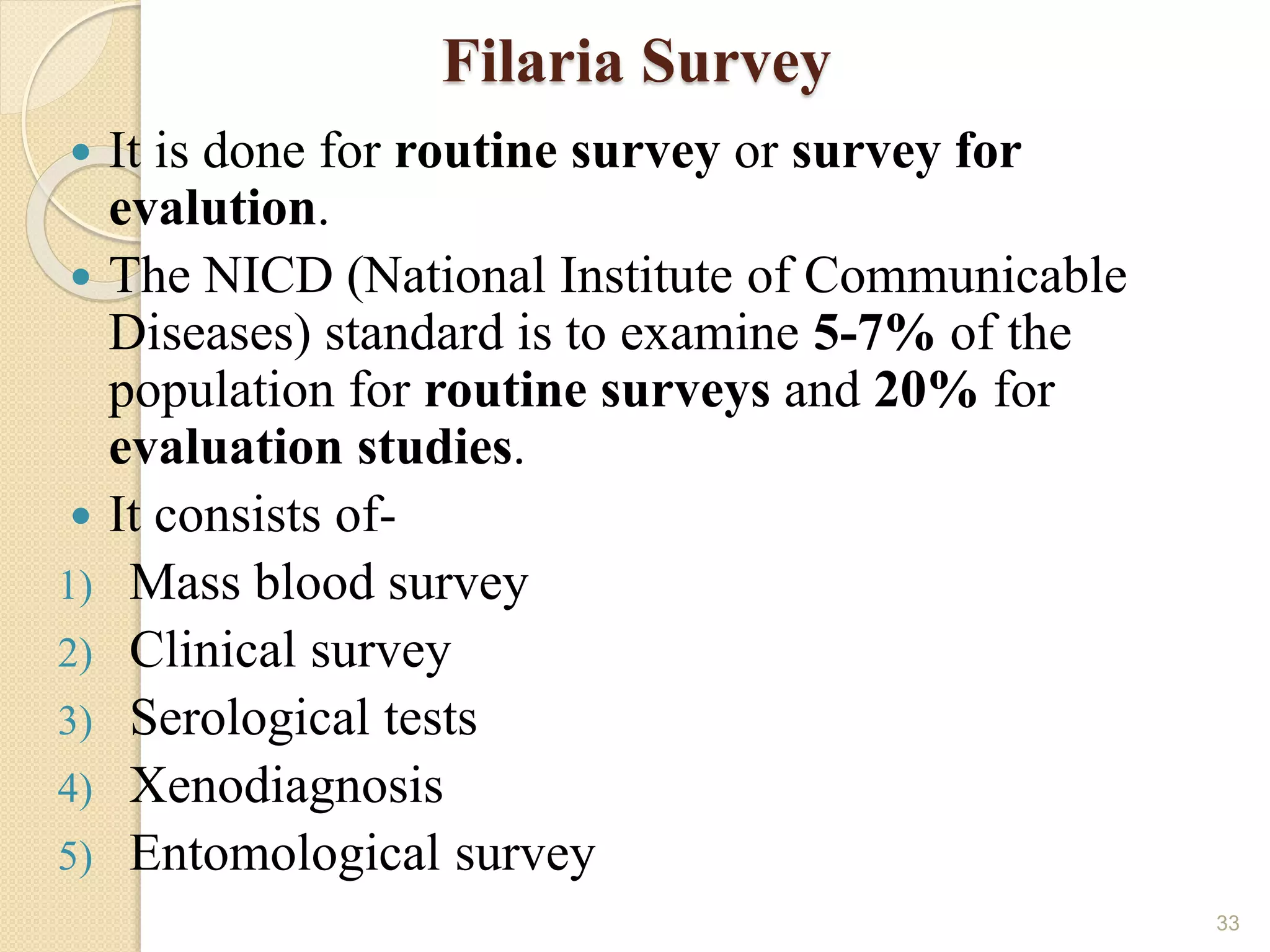 Epidemiology and control of filariasis (Lymphatic Filariasis) in India ...