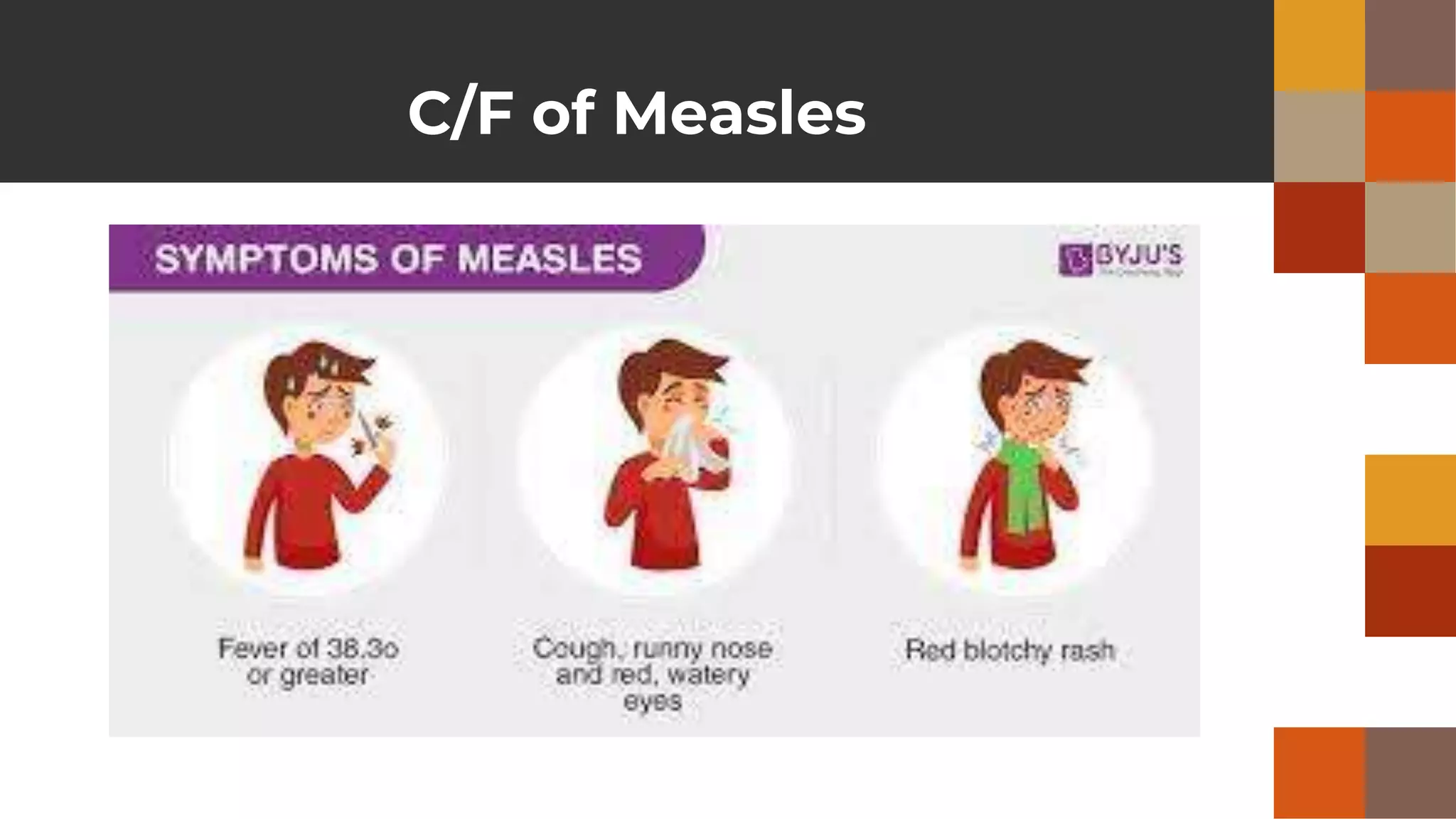 Epidemiology & Control Measures of Measles.pptx | Infectious Diseases | Diseases and Conditions