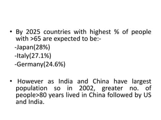 Epidemiology impact of aging | PPTX