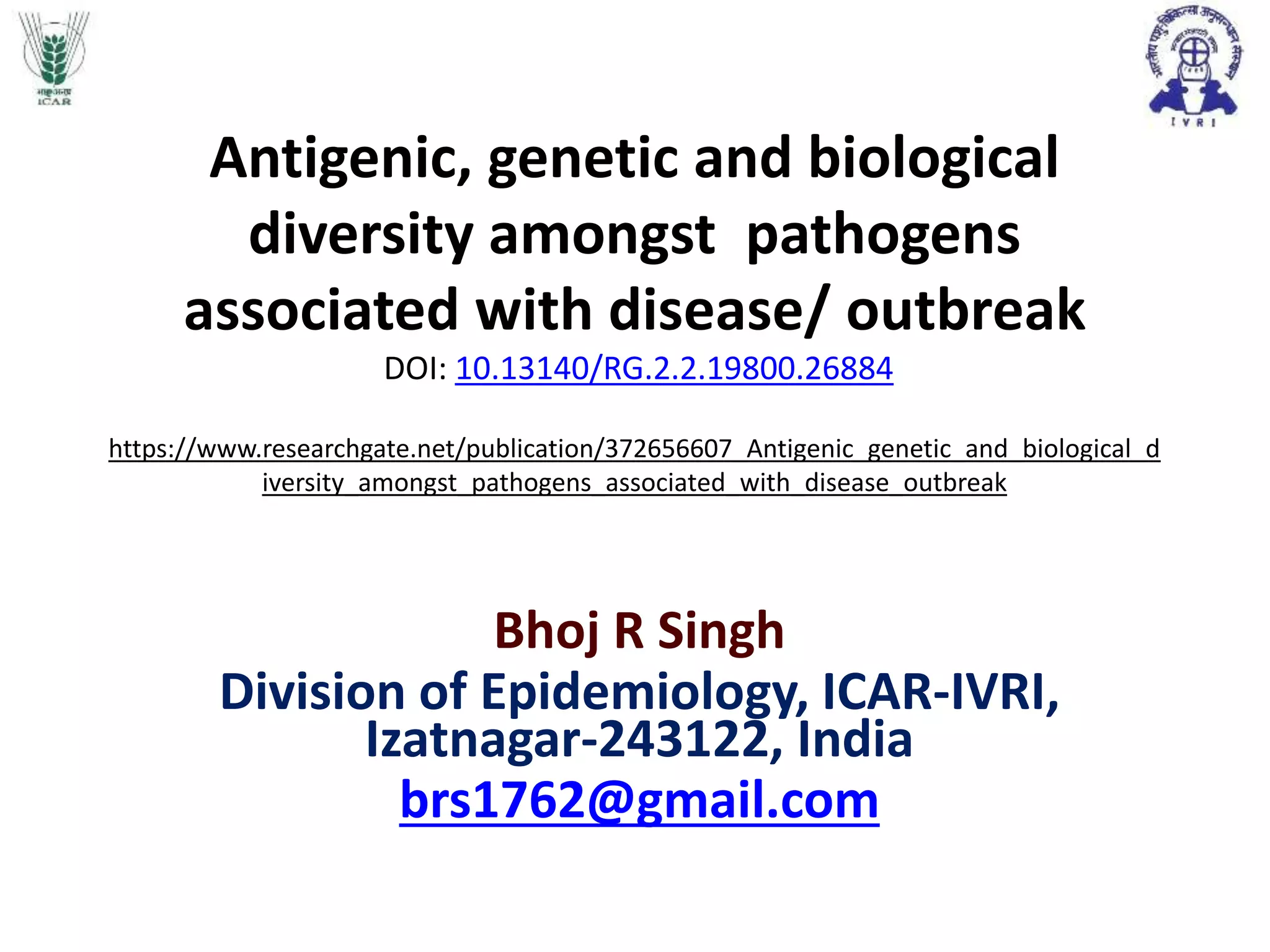 Epidemiology of antigenic, genetic and biological diversity amongst ...