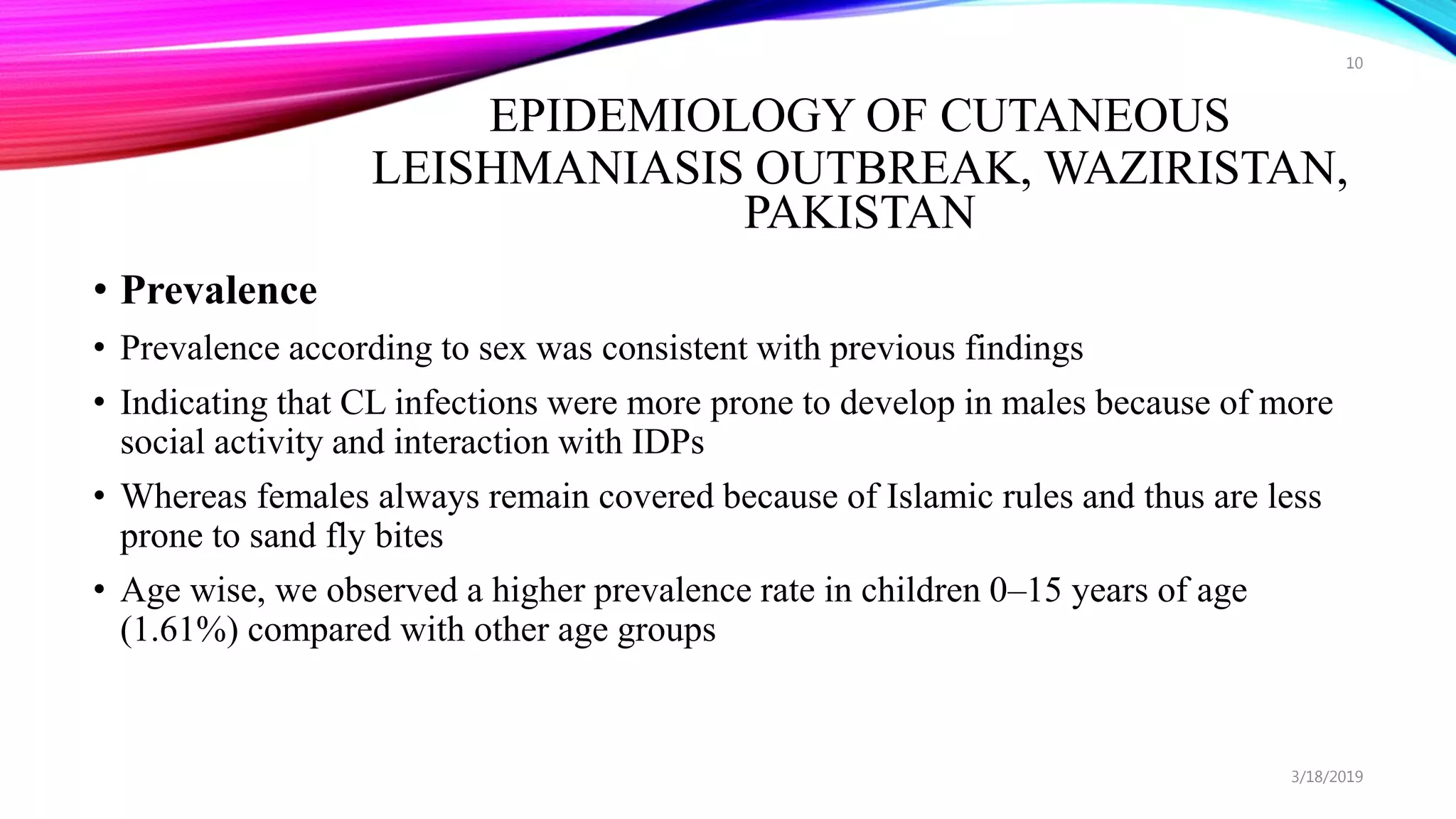 Epidemiology of cutaneous leishmaniasis outbreak, waziristan, pakistan ...