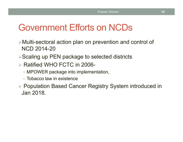 Epidemiology of Non Communicable Diseases (NCDs) | PDF | Heart and Cardiovascular Diseases ...