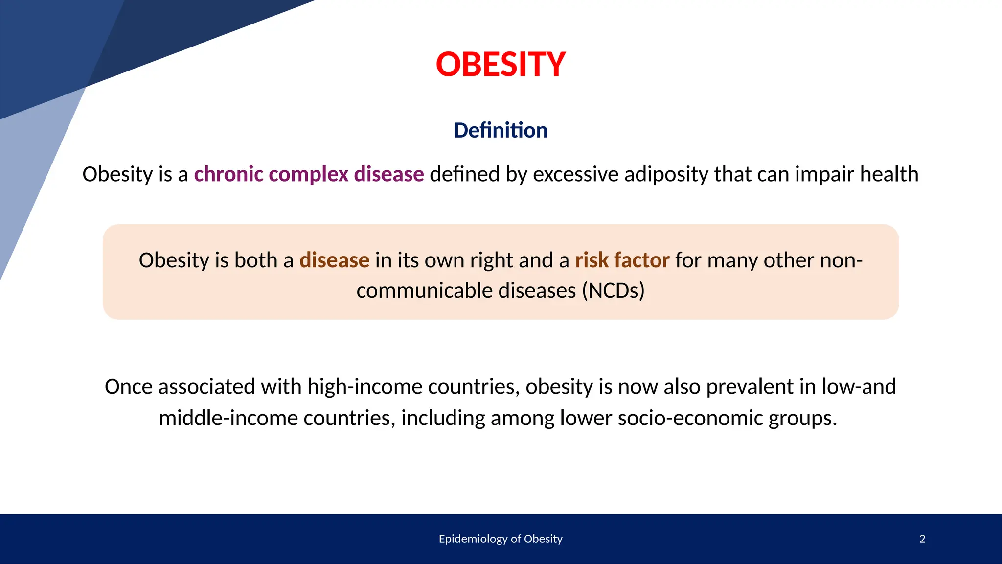 Epidemiology of Obesity [Global and Indian Scenario]] | PPTX