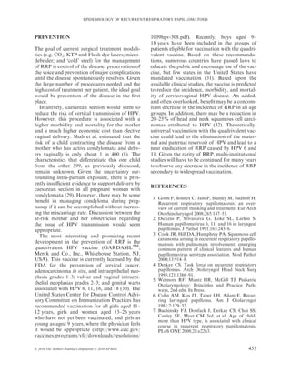 Epidemiology of recurrent respiratory papillomatosis | PDF