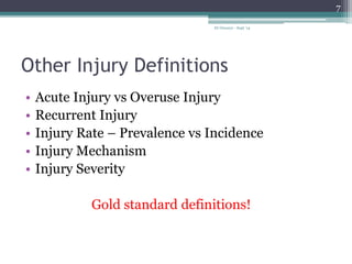 Epidemiology of Sports Injuries in Nigeria | PPTX