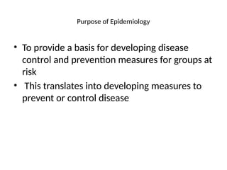 Epidemiology and its investigations for students | PPTX