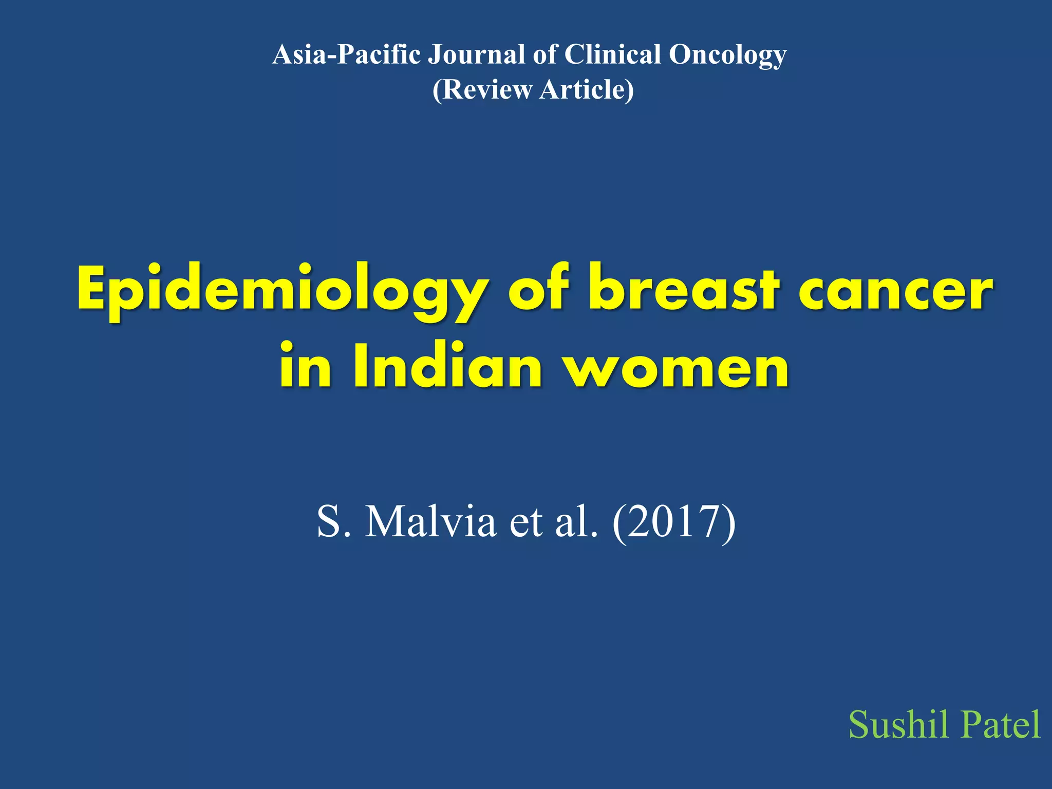 Epidemiology of Breast Cancer | PDF