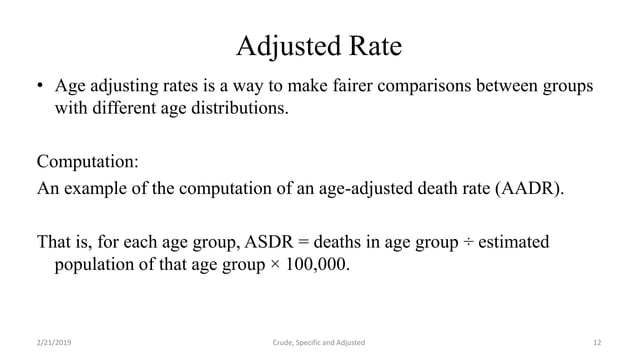 Different rates Crude, Specific and Adjusted and crude birth and death ...
