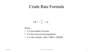 Different rates Crude, Specific and Adjusted and crude birth and death ...