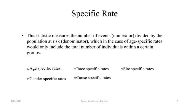 Different rates Crude, Specific and Adjusted and crude birth and death ...