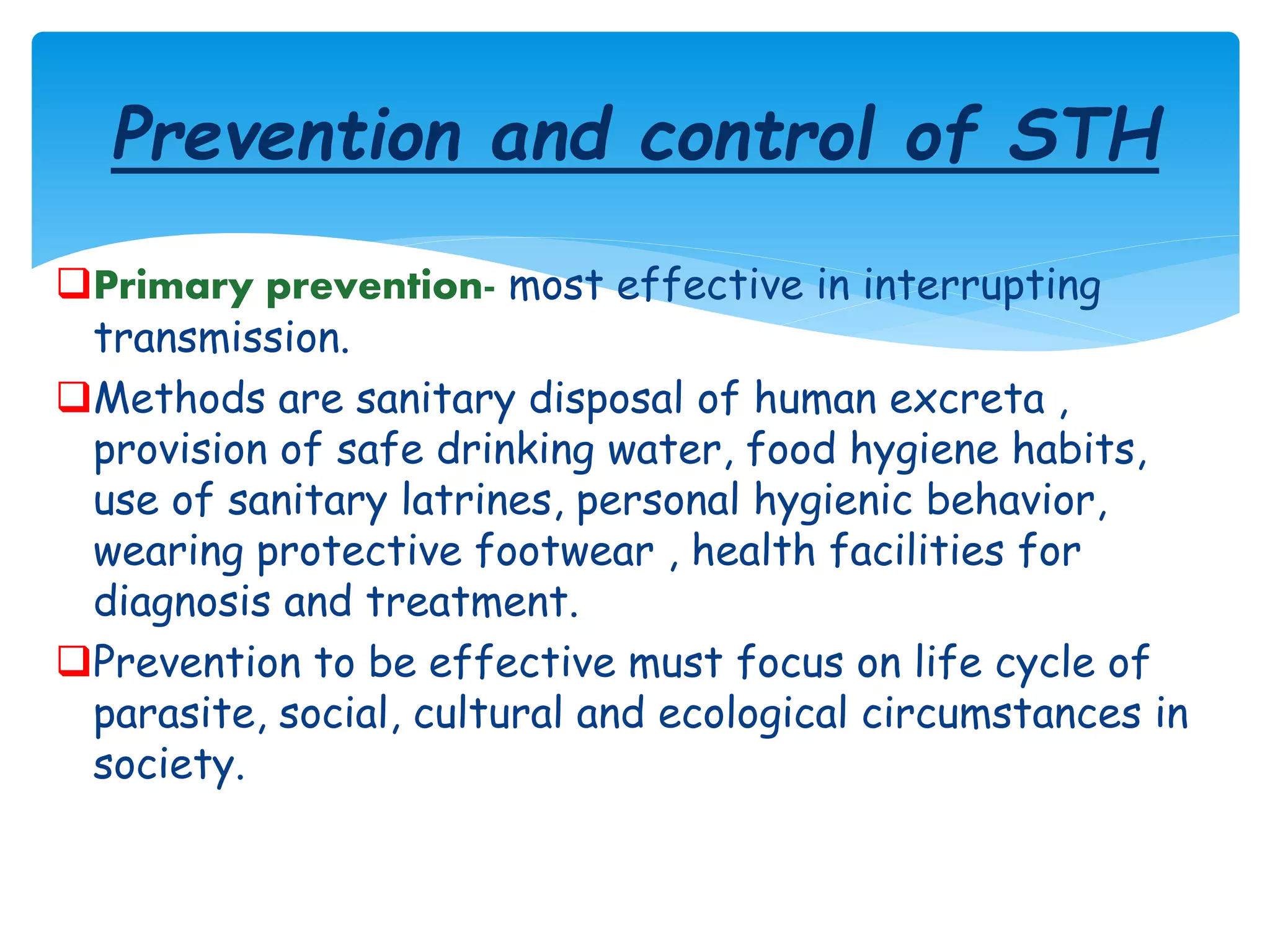 Epidemiology ,prevention and control of helminthic infections | PPTX
