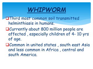 Epidemiology ,prevention and control of helminthic infections | PPTX