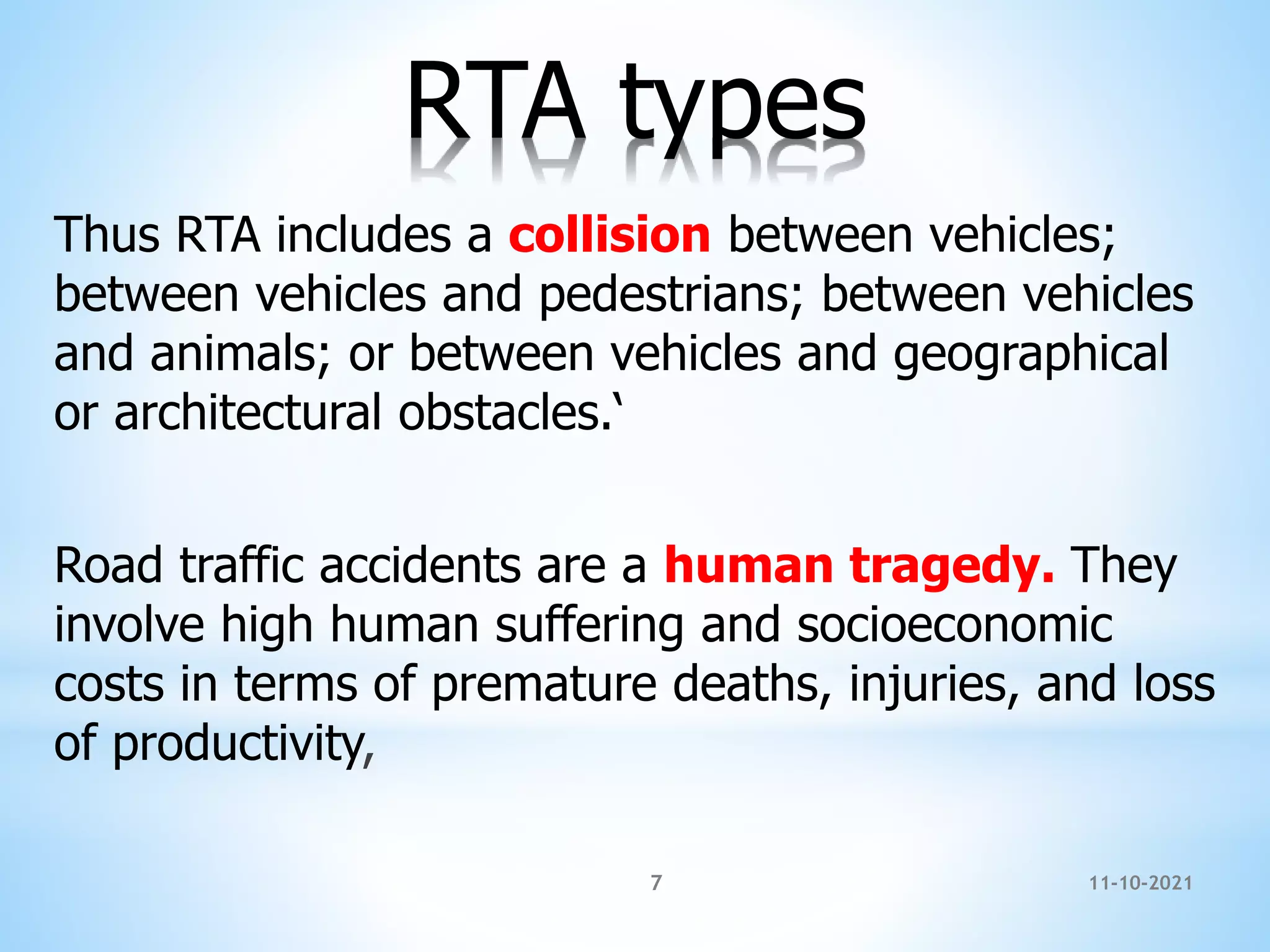 Epidemiology, prevention & control of rta | PPTX