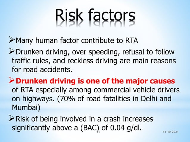Epidemiology, prevention & control of rta | PPTX
