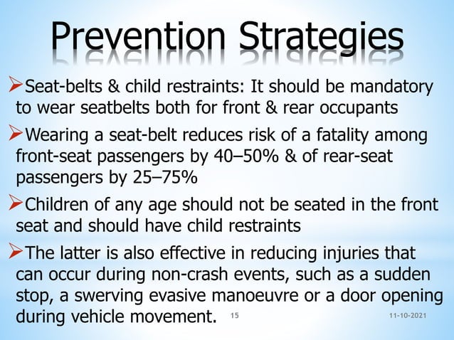 Epidemiology, prevention & control of rta | PPTX