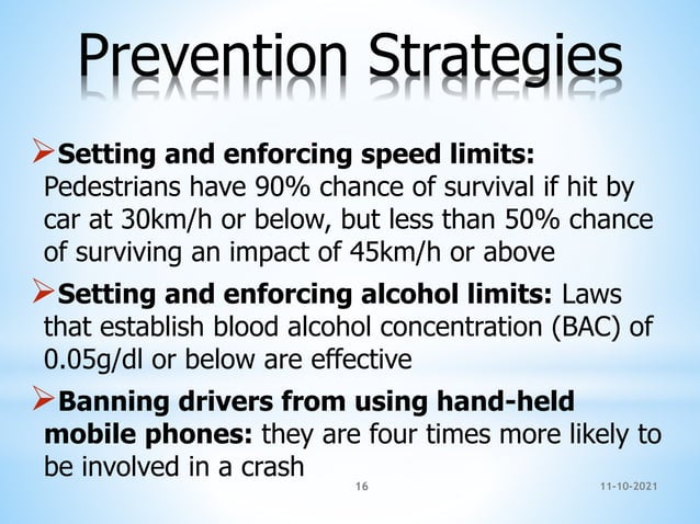 Epidemiology, prevention & control of rta | PPTX
