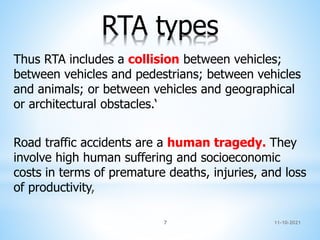 Epidemiology, prevention & control of rta | PPTX