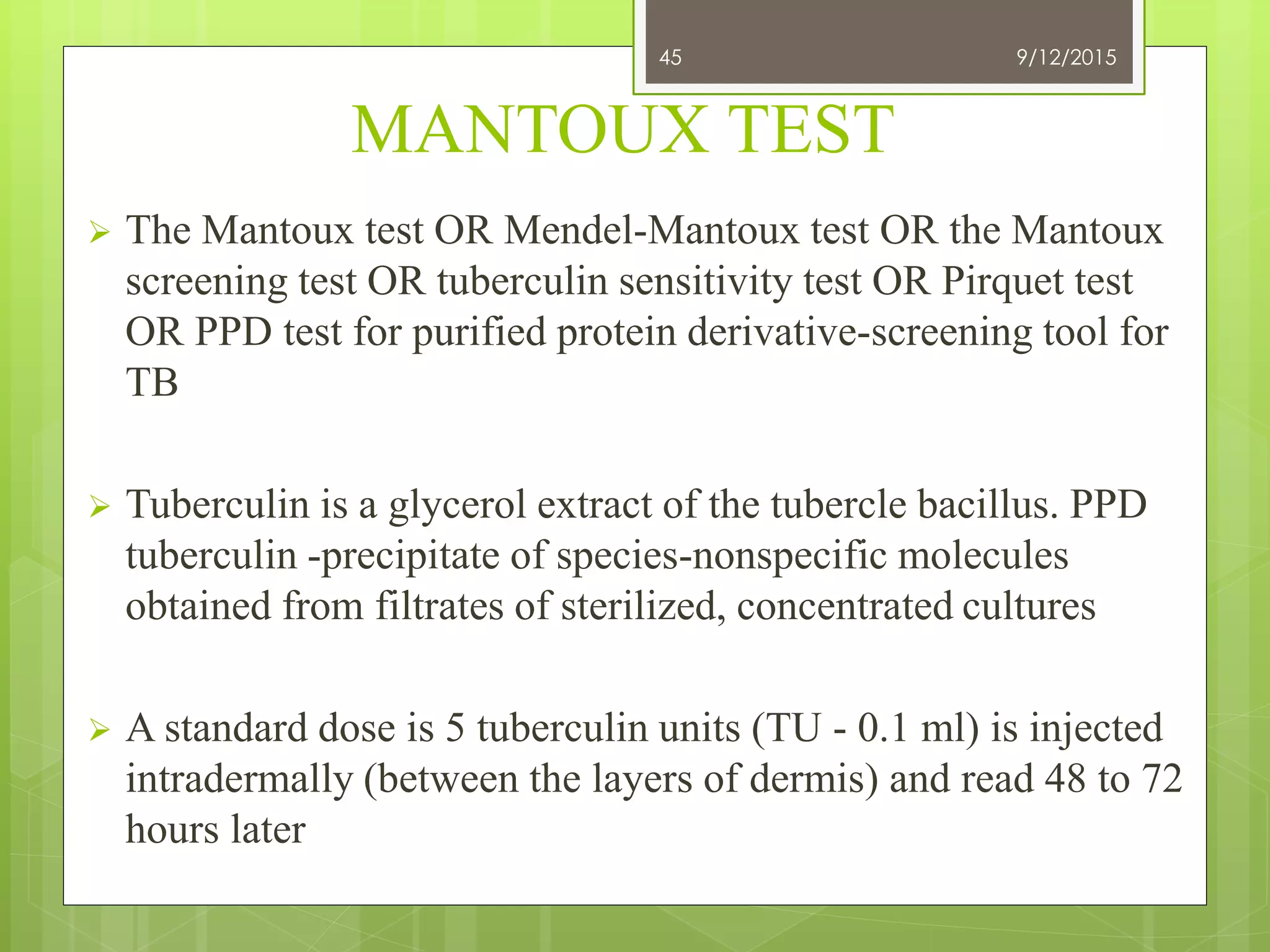 Epidemiology & prevention of tuberculosis | PPTX