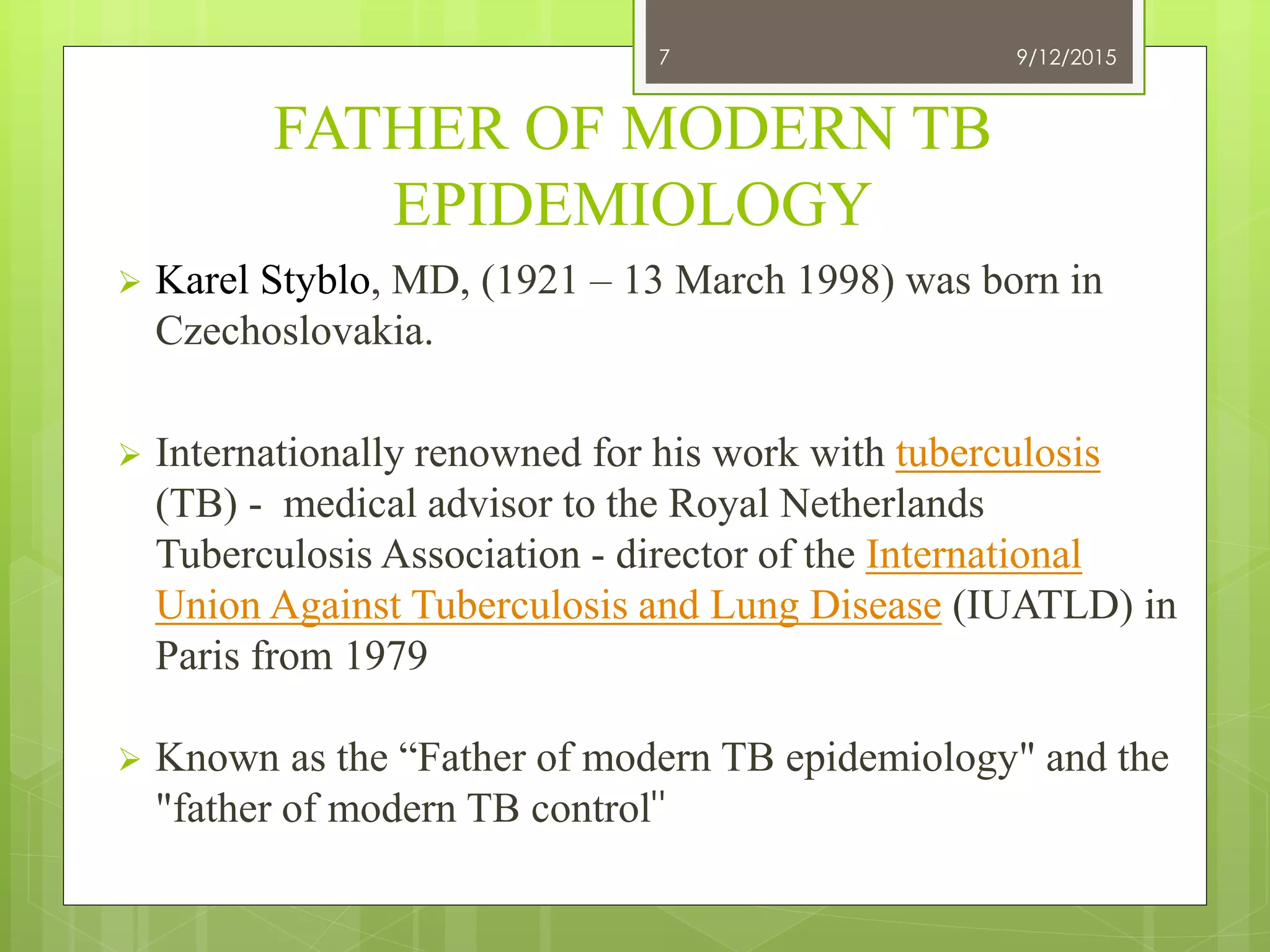 Epidemiology & prevention of tuberculosis | PPTX
