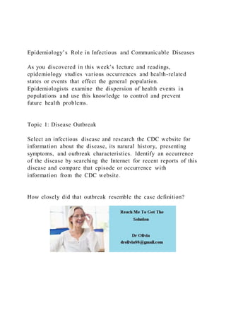 Epidemiology’s Role in Infectious and Communicable DiseasesA | DOCX