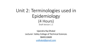 Epidemiology v1.2 unit 2 | PPT