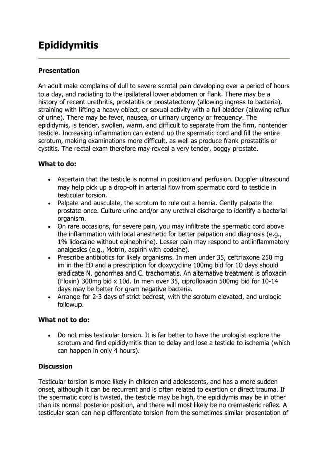 Epididymitis | DOC | Sexual Conditions | Sexual Health