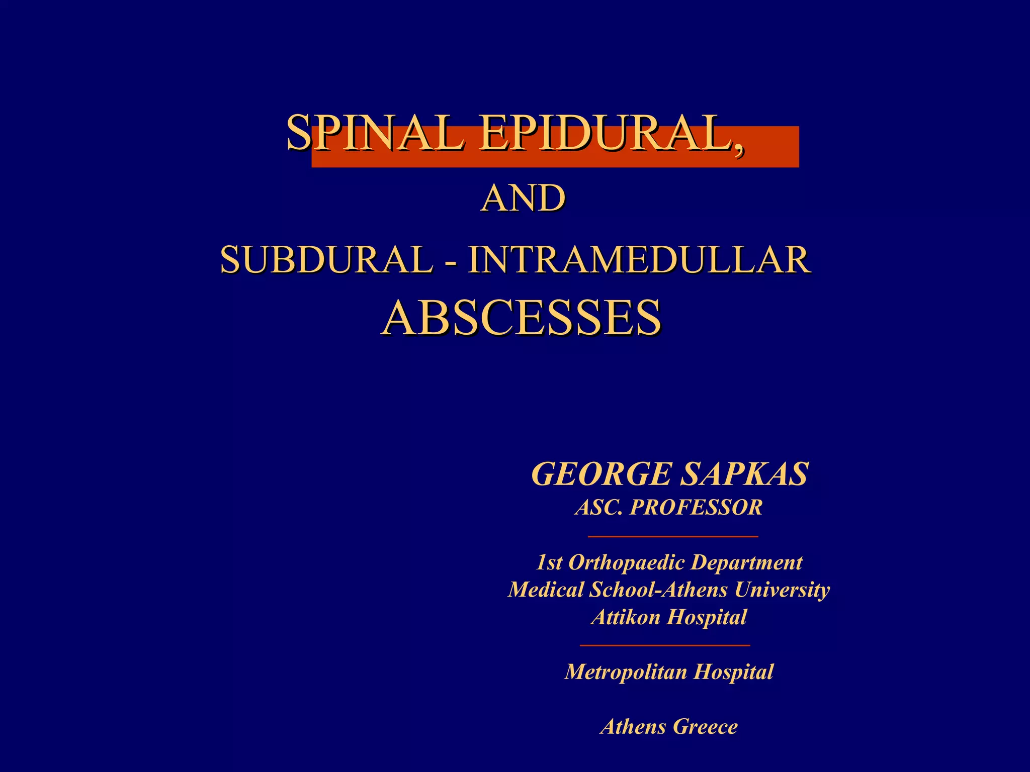 Epidural and subdural abscess | PPT