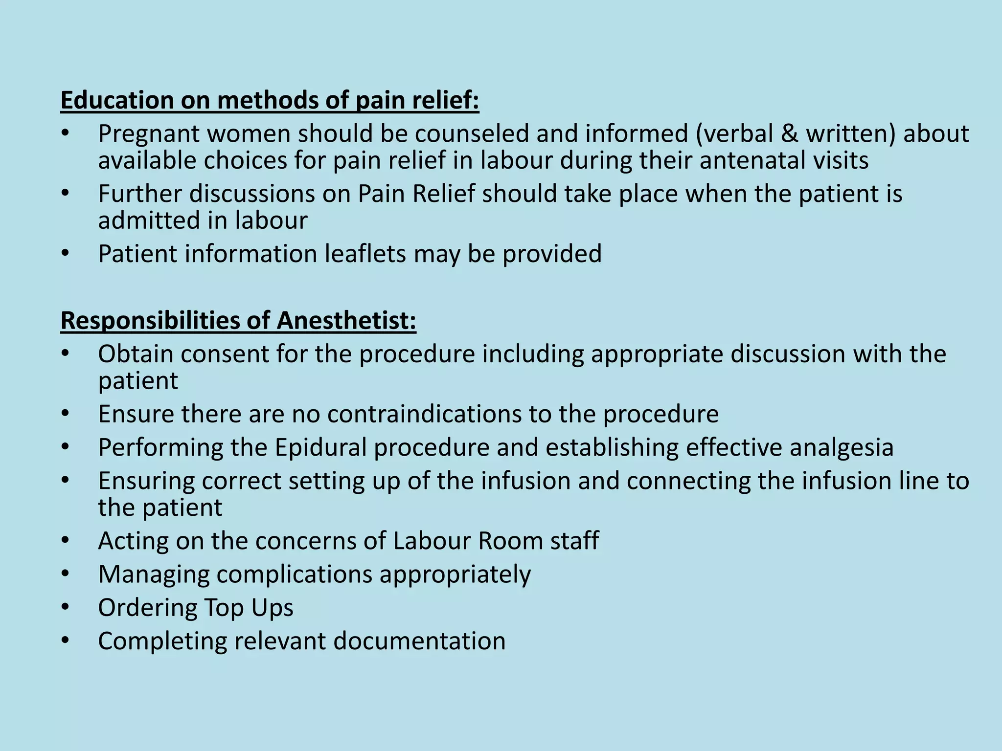 Epidural analgesia for labour | PDF