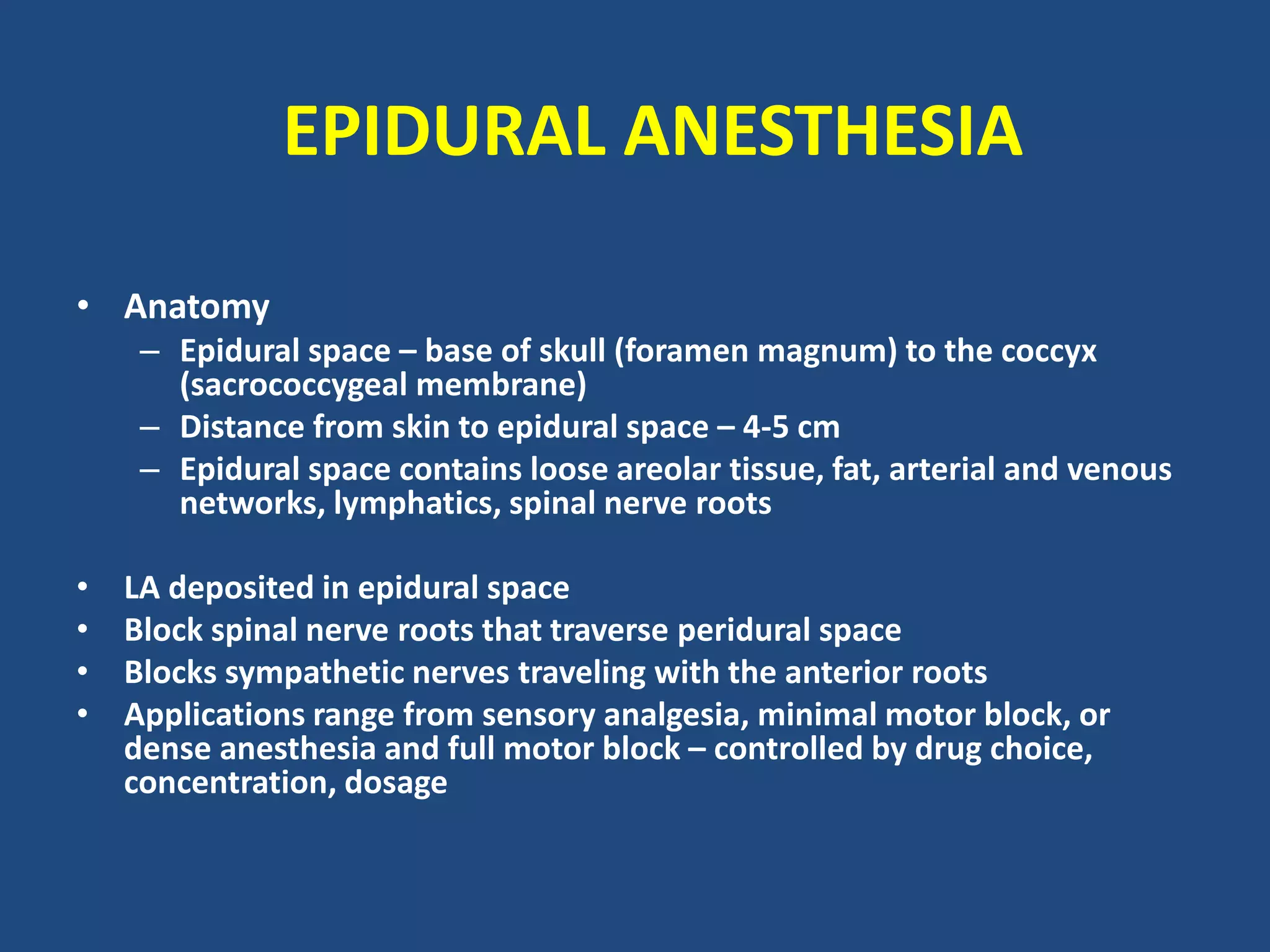 Epidural anesthesia | PPTX