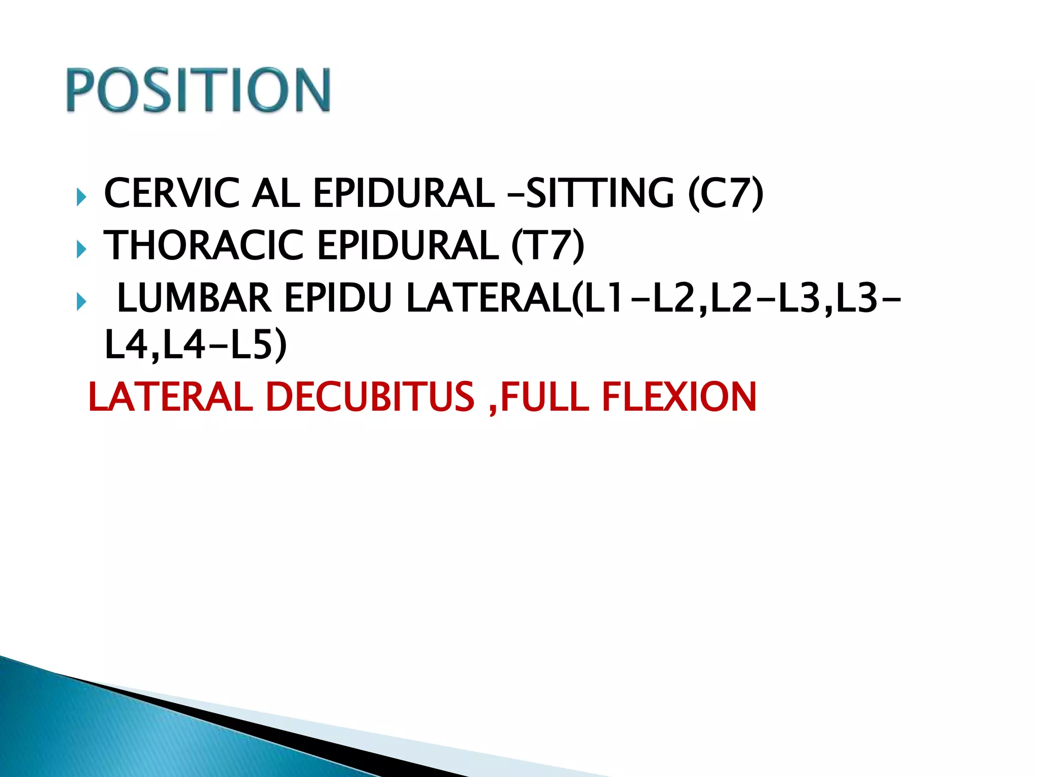Epidural anesthesia (NURSING FOUNDATION) | PPTX