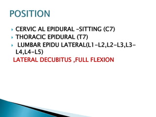 Epidural anesthesia (NURSING FOUNDATION) | PPTX