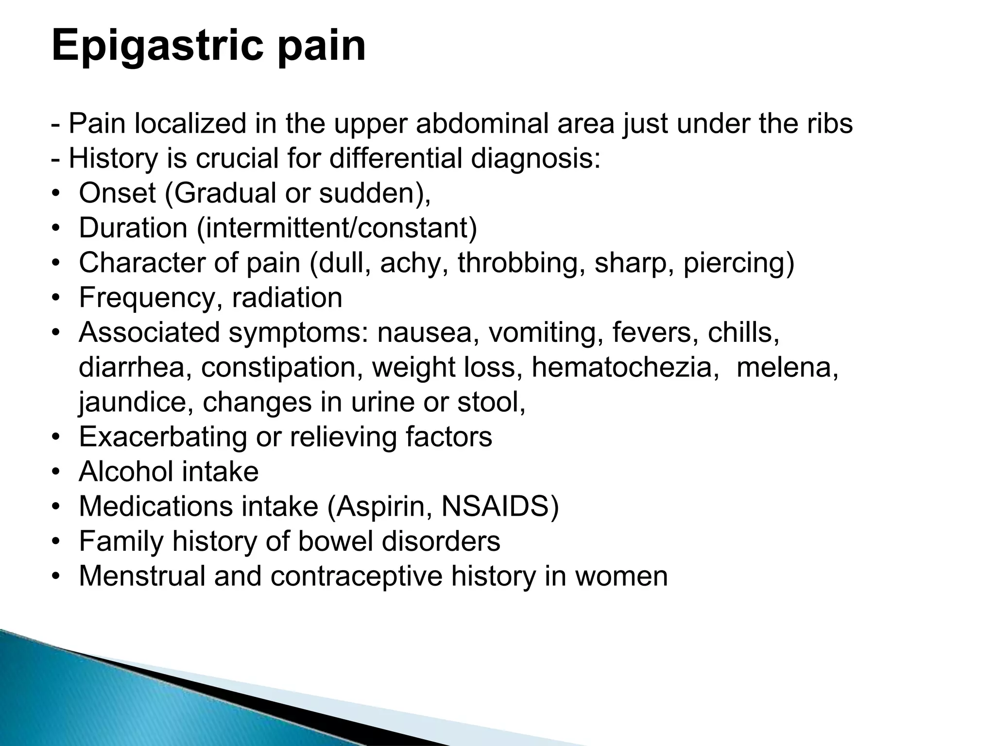 Epigastric pain differential diagnosis | PPTX
